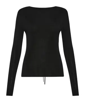 ST. AGNI Ribbed Double-face Sweater With Back Tie Detail