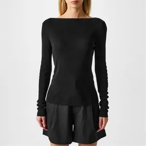 ST. AGNI Ribbed Double-face Sweater With Back Tie Detail