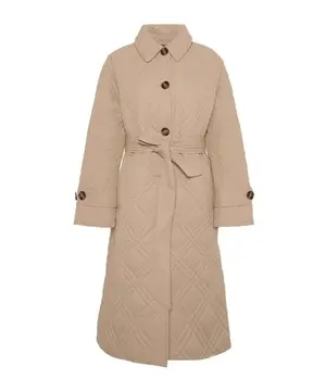 Barbour Mariah Quilted Trench Coat - Honey/cabernet