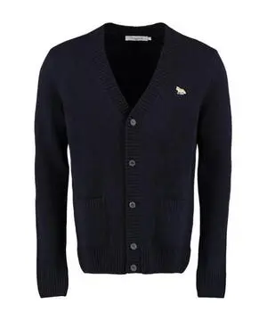 Maison Kitsuné V-neck Long-sleeved Cardigan - Black