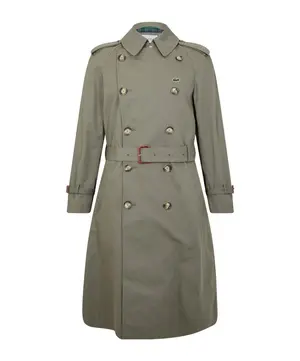 Lacoste Khaki Double-breasted Mid-length Trench Coat - Green
