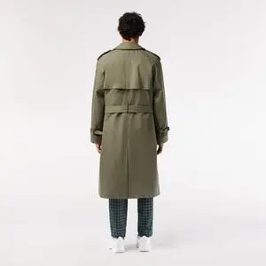 Lacoste Khaki Double-breasted Mid-length Trench Coat