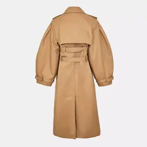 GANNI Lantern Sleeve Buckle Trench Coat
