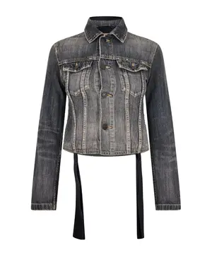 Balenciaga Denim Jacket With Lace-up Back Detail - Black
