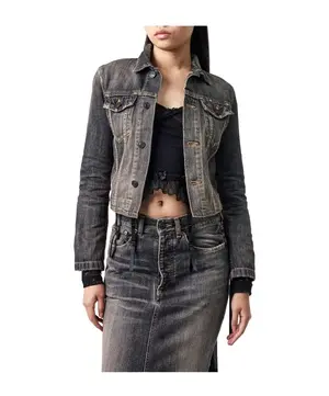 Balenciaga Denim Jacket With Lace-up Back Detail - Black