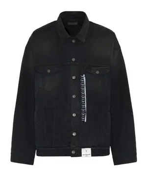 Balenciaga Denim Jacket With Logo Detail - Black