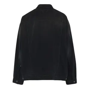 Balenciaga Denim Jacket With Logo Detail - Black