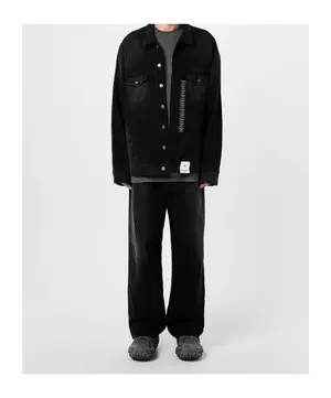 Balenciaga Denim Jacket With Logo Detail - Black