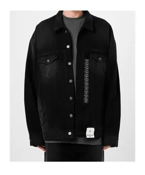 Balenciaga Denim Jacket With Logo Detail - Black