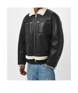 REPRESENT Slim-fit Leather Jacket With Zip Closure And Patch Pockets