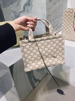Celine Small Cabas Thais In Textile With Triomphe Canvas Print And Calfskin