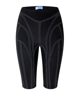 MUGLER Bike Shorts With Contrast Stitching - Black
