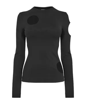 Off-White Simple Long-sleeved Top - Black