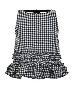GANNI Black And White Plaid Sleeveless Top