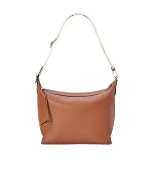 Loewe Loewe Cubi Crossbody Bag In Calfskin And Jacquard Brown