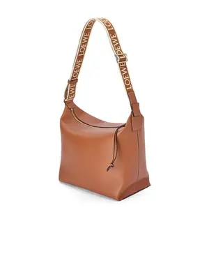 Loewe Cubi Crossbody Bag In Calfskin And Jacquard - Brown