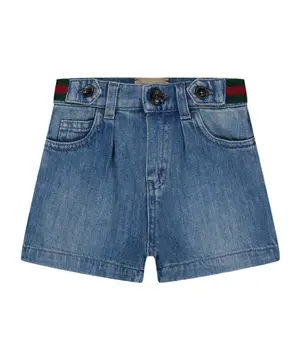 Gucci Denim Bermuda Shorts With Signature Webbing