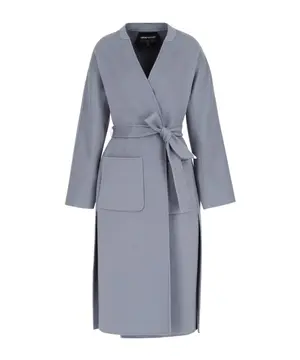 Emporio Armani Long Wrap Coat - Gray