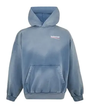 Balenciaga Logo Political Hoodie - Blue