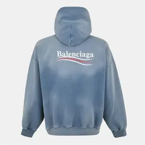 Balenciaga Logo Political Hoodie - Blue
