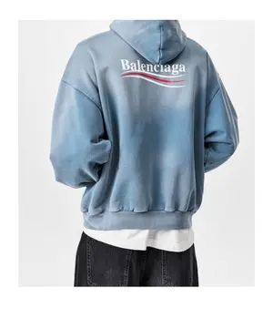 Balenciaga Logo Political Hoodie - Blue