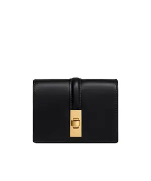 Celine 16 CARD HOLDER WITH FLAP In SHINY CALFSKIN Black