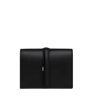 Celine 16 Card Holder With Flap In Shiny Calfskin - Black