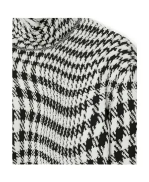 Burberry High-neck Knitted Jumper With Twisted Houndstooth Jacquard