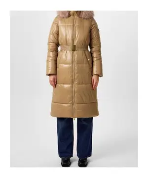 Barbour Saskia Long Puffer Jacket With Hood And Belt