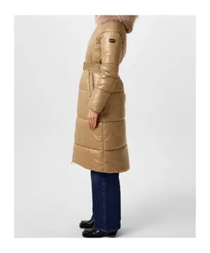 Barbour Saskia Long Puffer Jacket With Hood And Belt