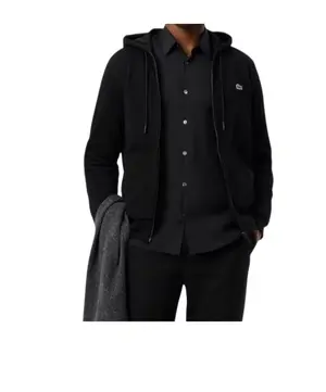Lacoste Full-zip Hooded Sweatshirt - Black