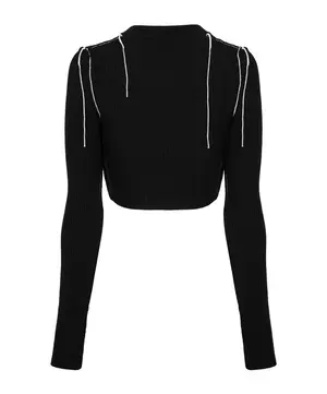 Off-White Ribbed Cropped Cardigan