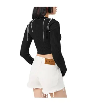 Off-White Ribbed Cropped Cardigan
