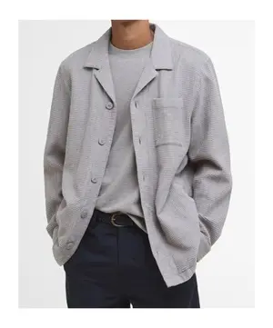 Barbour Waffle Knit Shirt Jacket - Gray