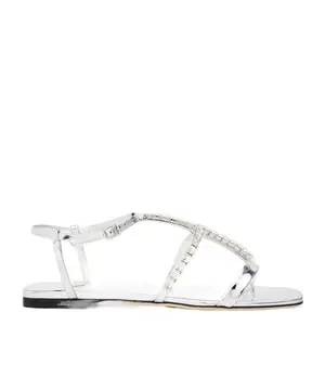 JIMMY CHOO Gwyn Flat Sandals With Buckle Detail - White