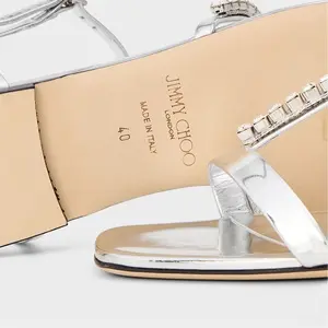 JIMMY CHOO Gwyn Flat Sandals With Buckle Detail - White
