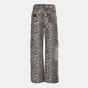 GANNI Angie Wide Leg Jeans In Leopard Print