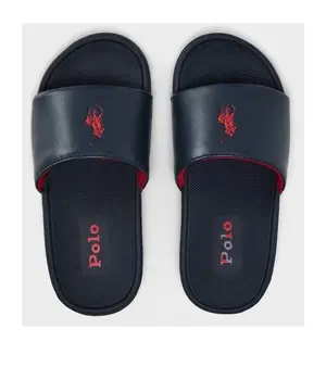 Polo Ralph Lauren Logo Embellished Open Toe Slides