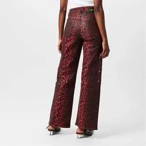 GANNI Andi Cargo Jeans In Leopard Print