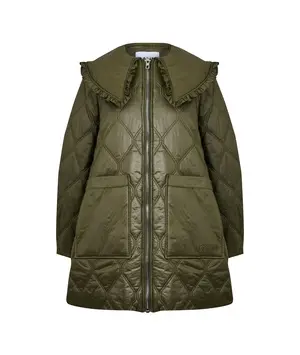 GANNI Quilted Down Jacket With Turn-down Collar