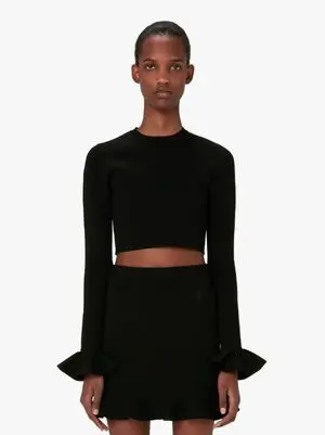J.W.ANDERSON Ruffle Detailed Ribbed Cropped Top