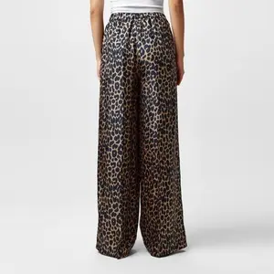 Max Mara Leopard Print High-waisted Loose Fit Trousers - Black