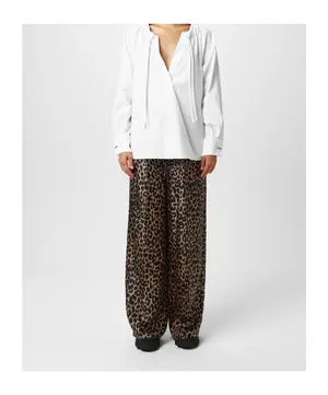 Max Mara Leopard Print High-waisted Loose Fit Trousers - Black