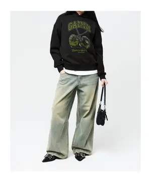 GANNI Cherry Hoodie With Graphic Print - Black