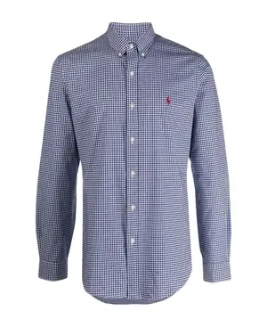 Polo Ralph Lauren Pony Embroidered Gingham-check Patterned Shirt - Purple