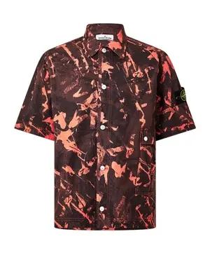 Stone Island Camo Short Sleeve Shirt - Black