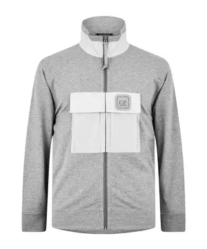 C.P. COMPANY Grey Color-blocked Stand-collar Zip-up Sports Jacket