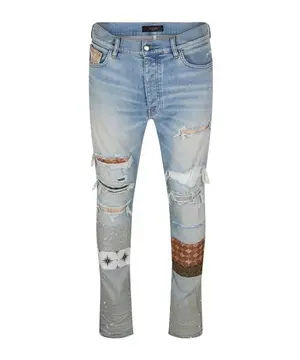 Amiri Distressed Skinny Jeans - Gray