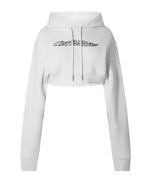 Off-White Cropped Logo Hoodie
