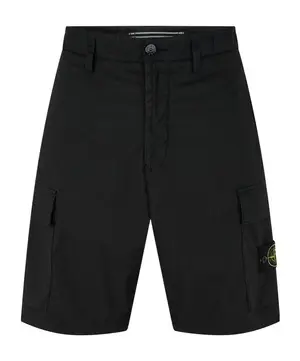 Stone Island Tela Cargo Shorts - Black